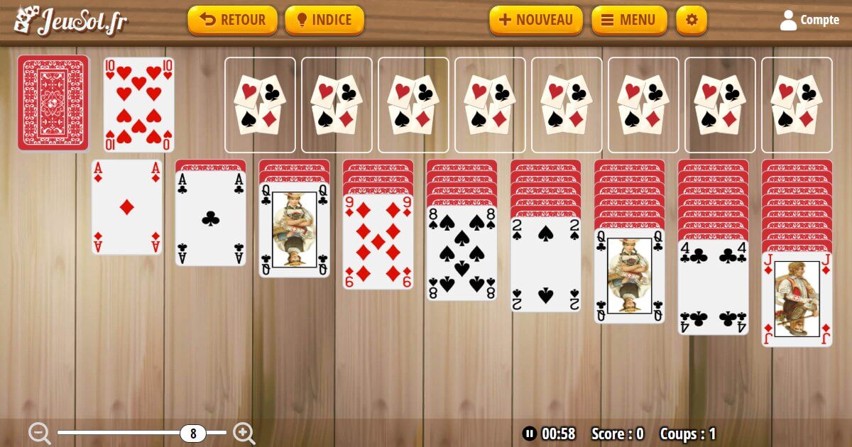 Double Solitaire 1 Carte Gratuit - Jouez en Ligne | JeuSol.fr