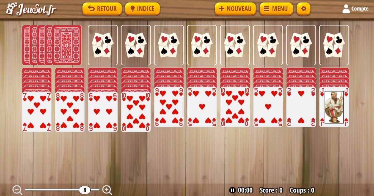 Spider Solitaire 1 Suite - Jouez en Ligne Gratuitement | JeuSol.fr
